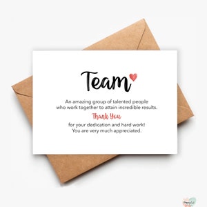 Team Work Card, Thank You, Appreciation, Teamwork, Printable Card - Etsy