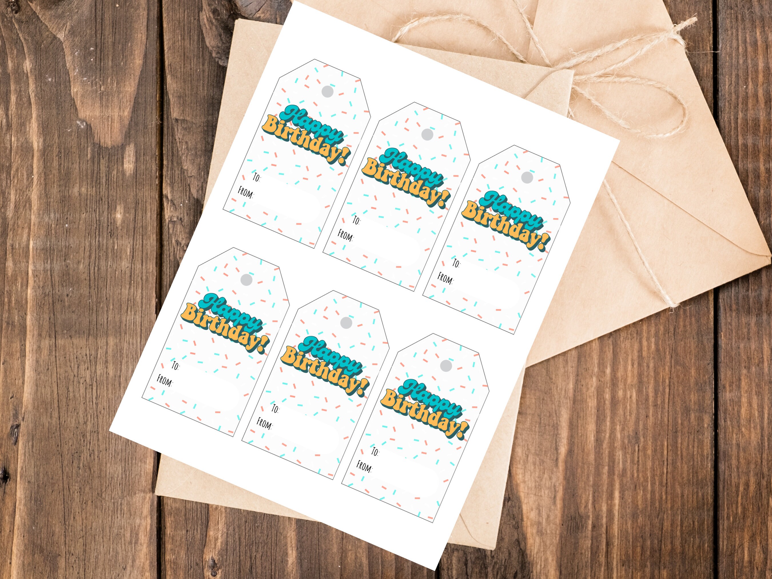 Printable Birthday Gift Tags, Digital Birthday Tags, Instant Download ...