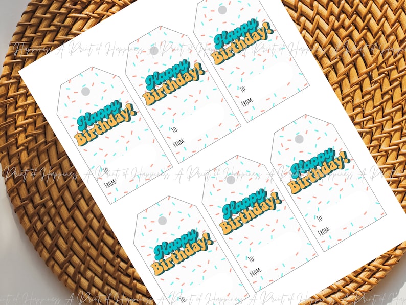 Printable Birthday Gift Tags, Digital Birthday Tags, Instant Download ...