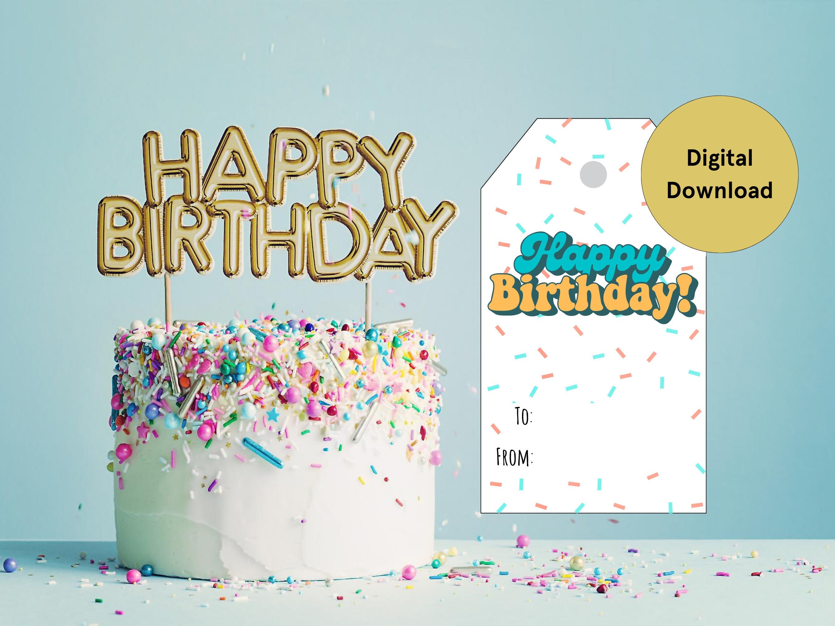 Printable Birthday Gift Tags, Digital Birthday Tags, Instant Download ...