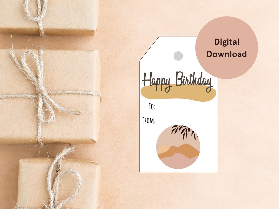 Boho Birthday Gift Tags, Digital Download, Earth Tone Gift Tags ...
