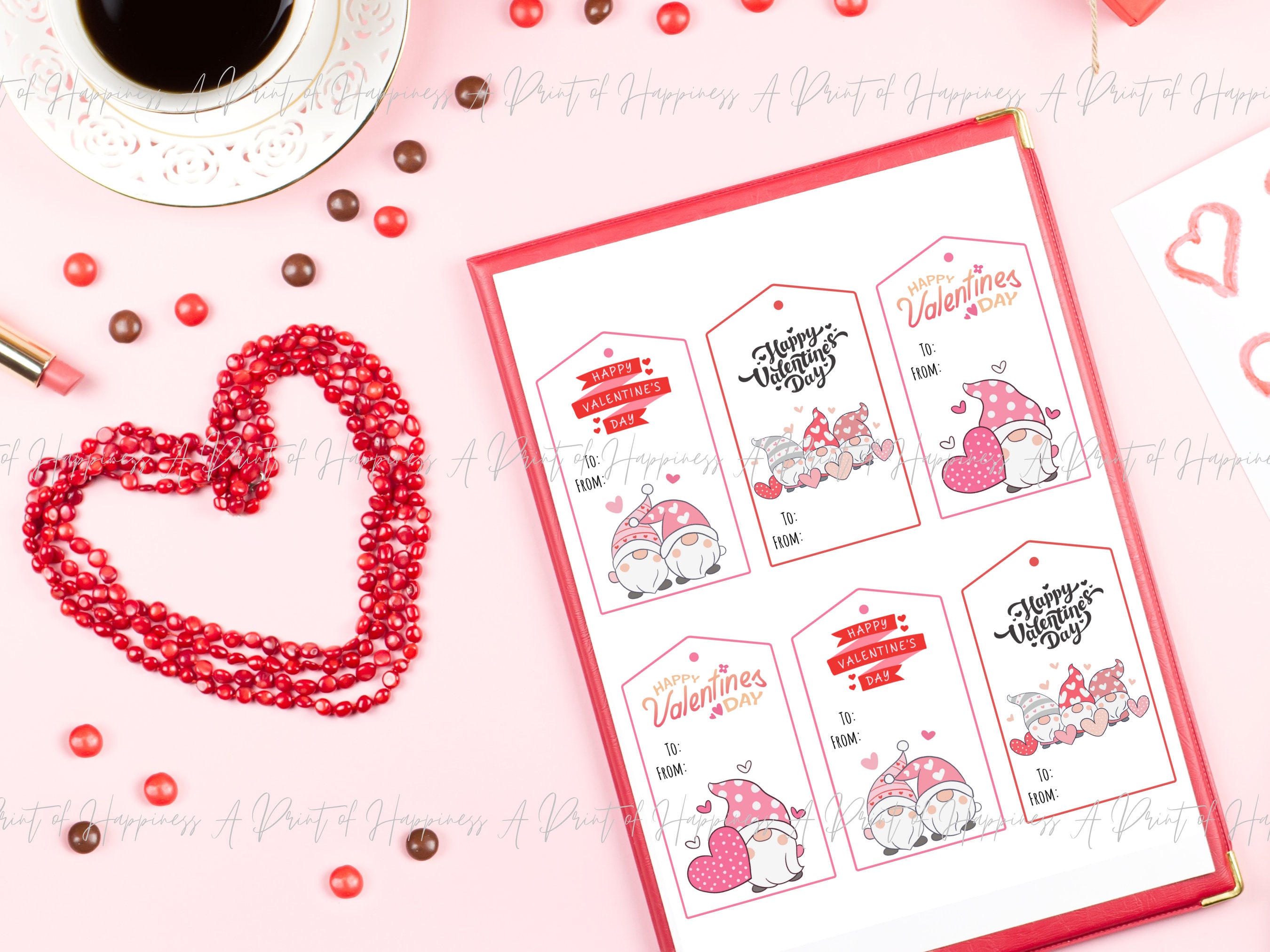 Gnome Valentines Tags, Printable Valentine's, Valentines Gnome ...