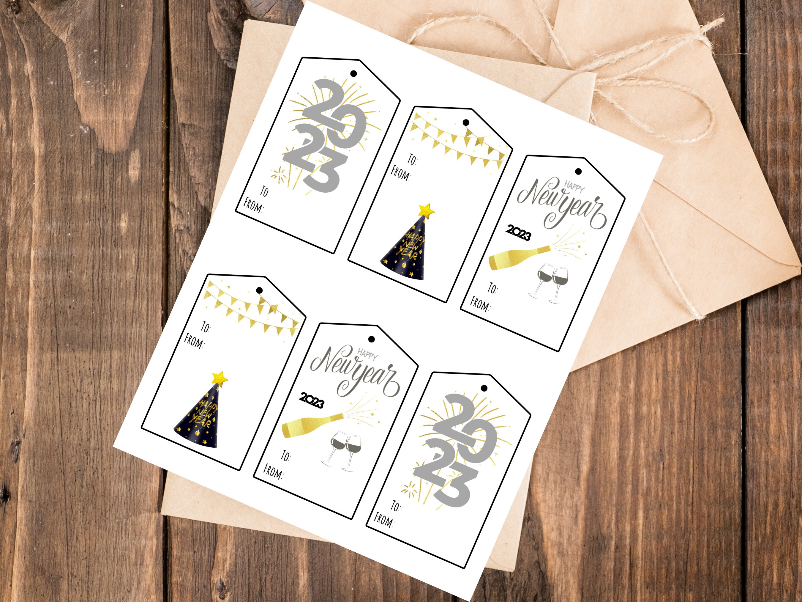 NYE Gift Tag, Digital Download, New Year's Gift Tag, Black and Gold ...