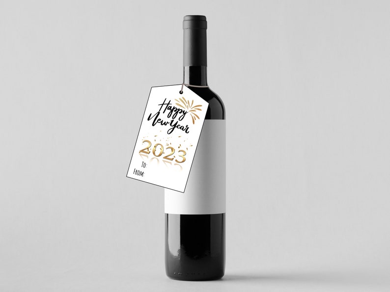 New Years Gift Tag, Digital Download, Black and Gold, Party Favor Tags ...