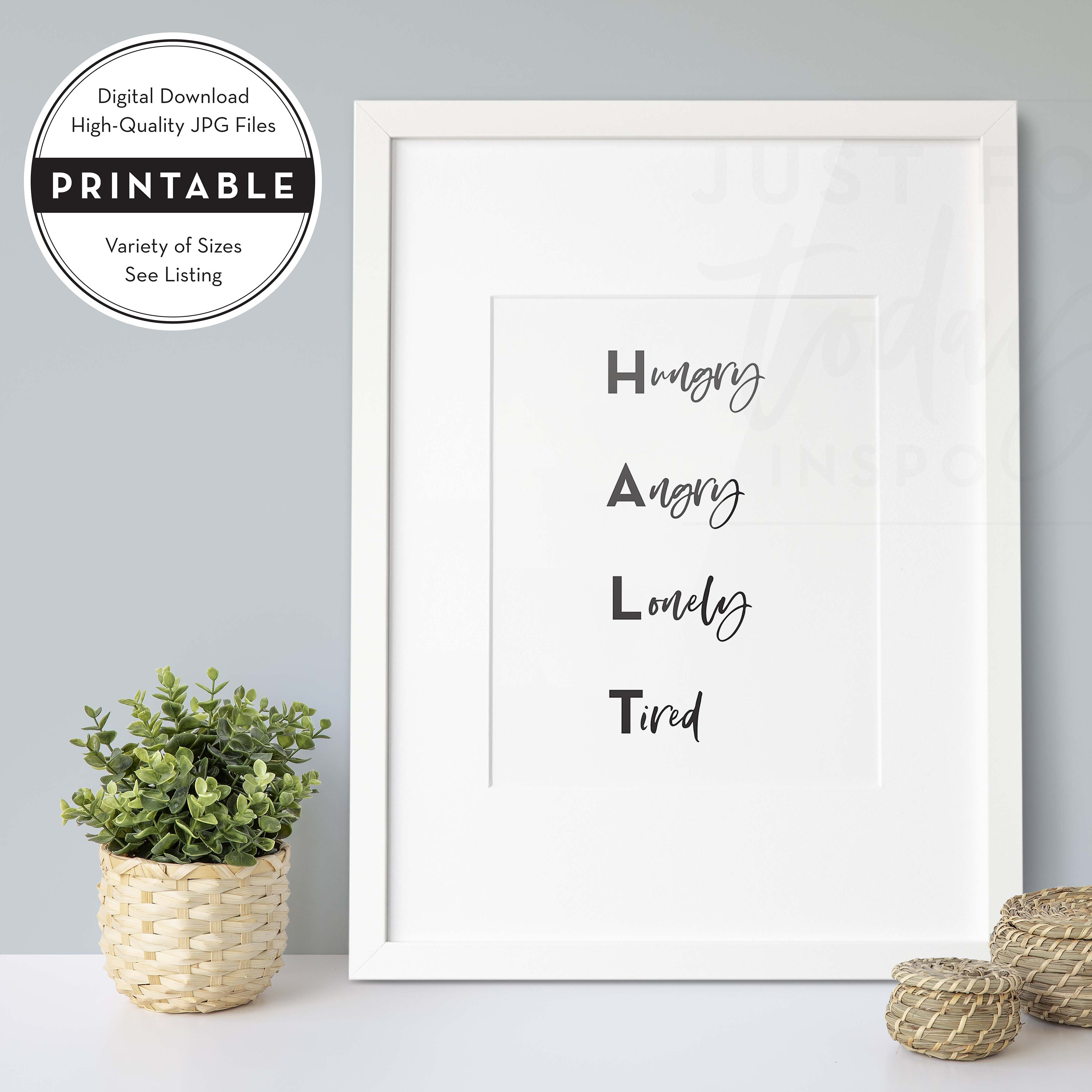 H.A.L.T. Acronym Wall Art, INSTANT DOWNLOAD, Inspiration Motivational ...