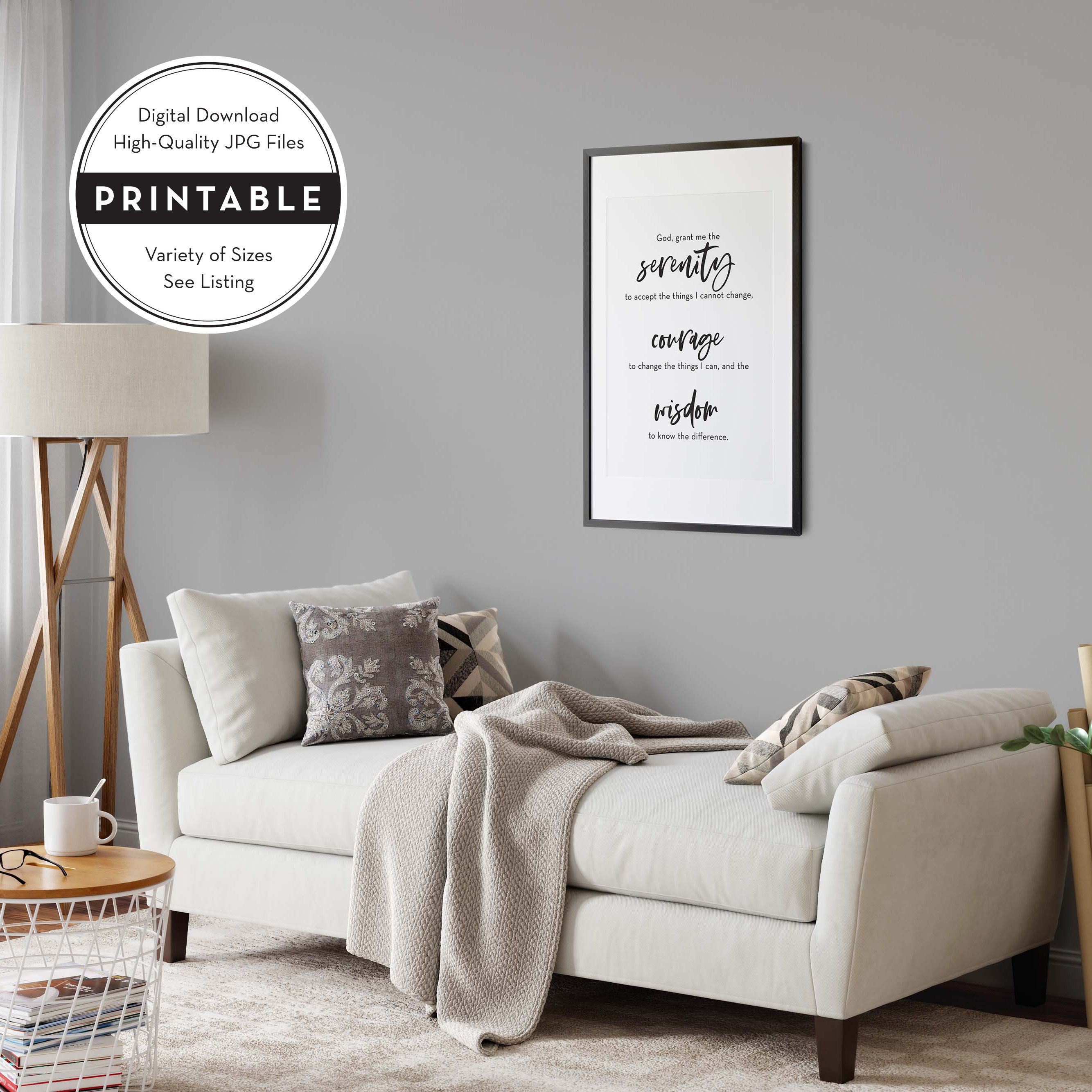 The Serenity Prayer, AA Quotes, Recovery Slogans, Sobriety Printable ...