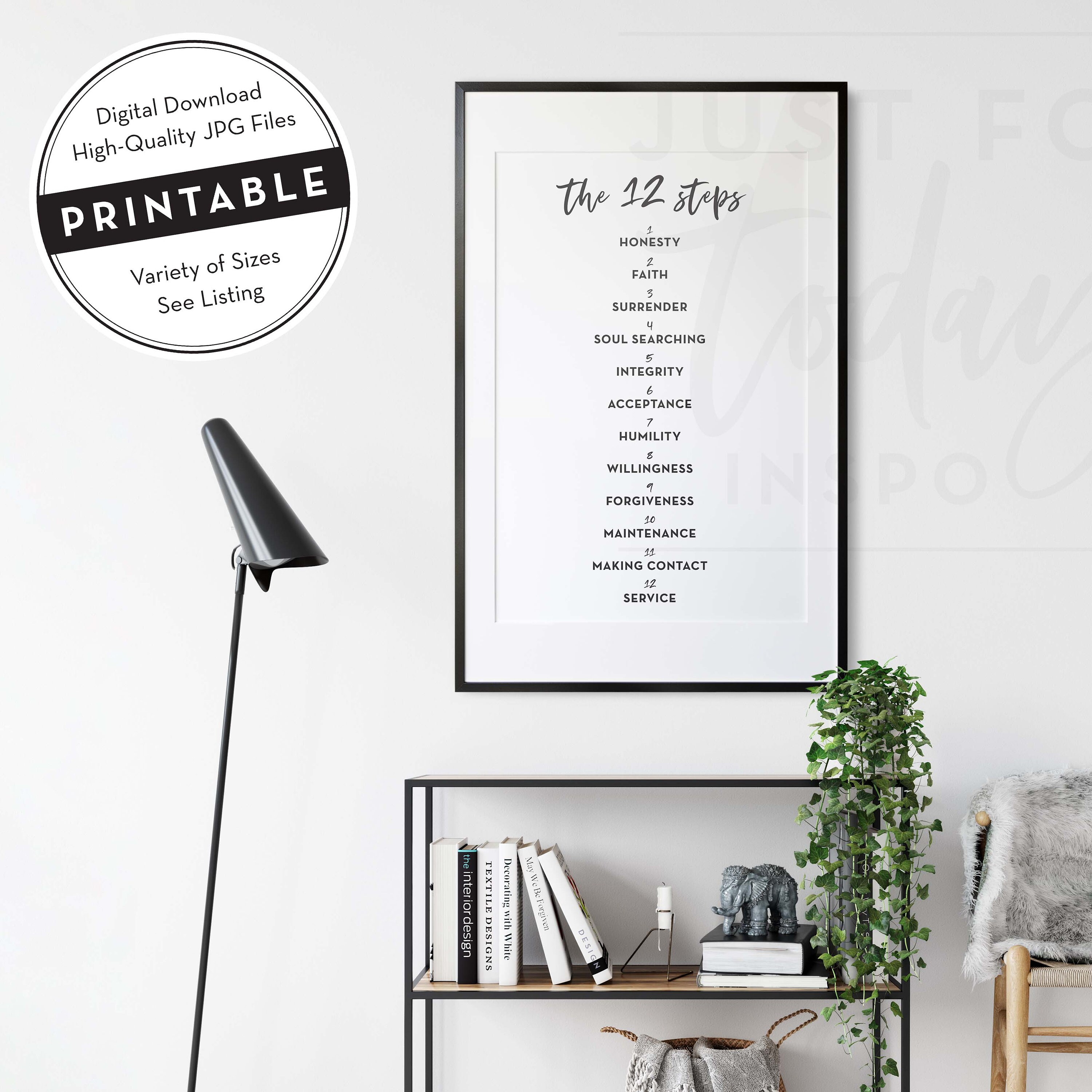 The 12 Steps, AA Quotes, Recovery Slogans, Sobriety Printable Wall Art ...