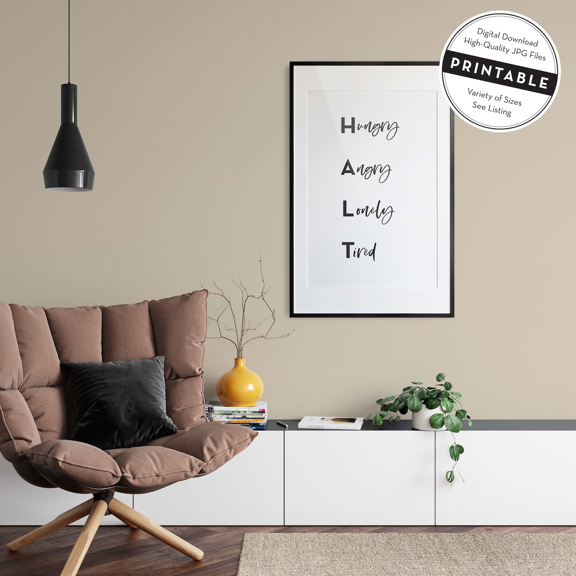 H.A.L.T. Acronym Wall Art, INSTANT DOWNLOAD, Inspiration Motivational ...