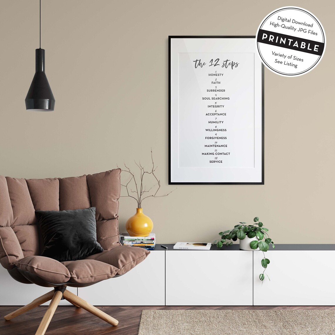 The 12 Steps, AA Quotes, Recovery Slogans, Sobriety Printable Wall Art ...