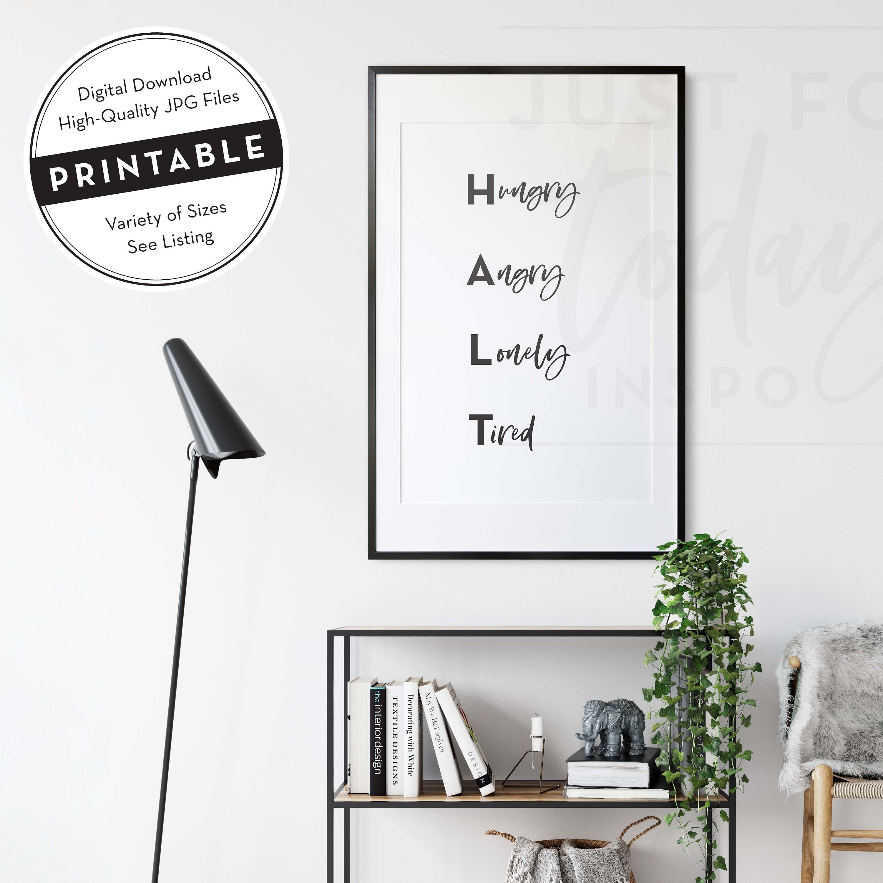 H.A.L.T. Acronym Wall Art, INSTANT DOWNLOAD, Inspiration Motivational ...