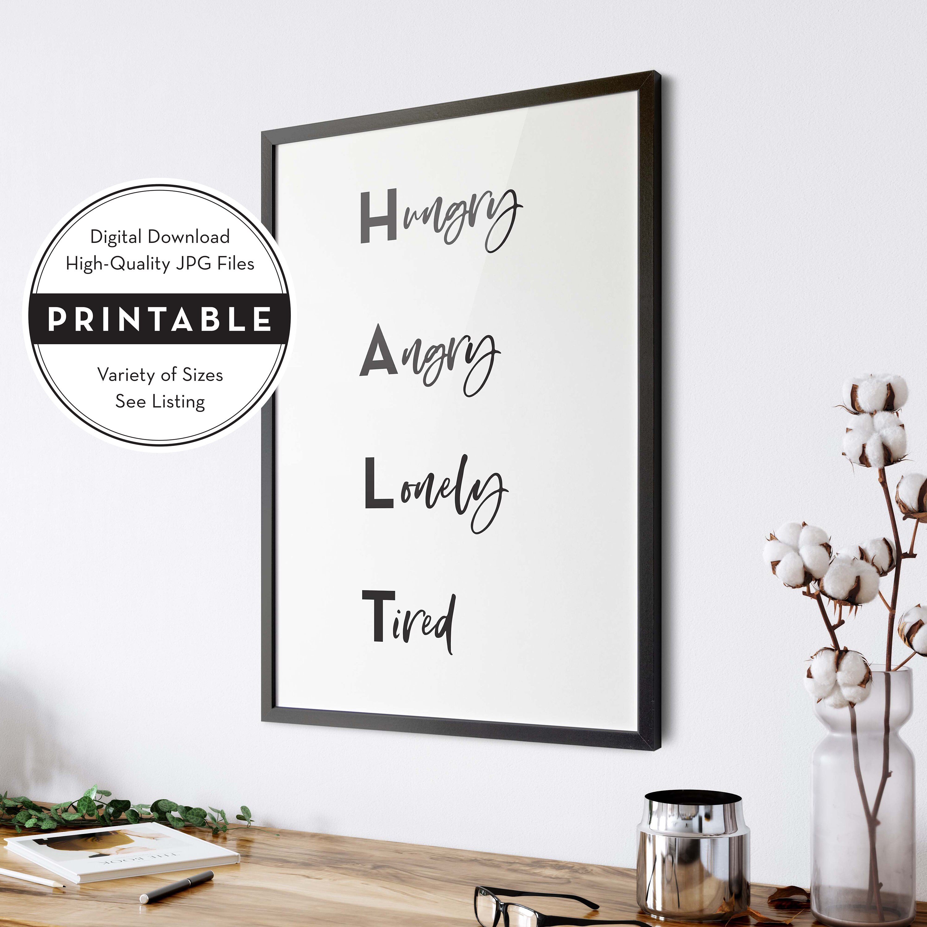H.A.L.T. Acronym Wall Art, INSTANT DOWNLOAD, Inspiration Motivational ...