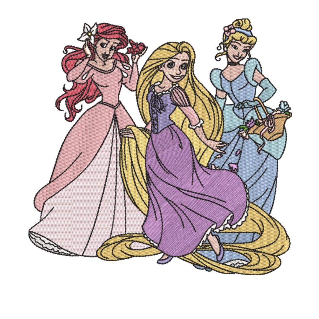 Disney Princesses Embroidery, Rapunzel Embroidery, Ariel Embroidery ...