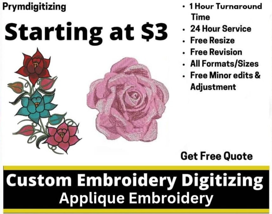Custom Embroidery Digitizing Logo, Custom Embroidery Pattern, Logo ...