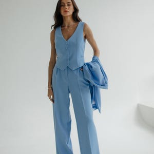 Light Blue Vest.classic Women's Vest. Sky Blue Women's Vest. Blue Vest ...