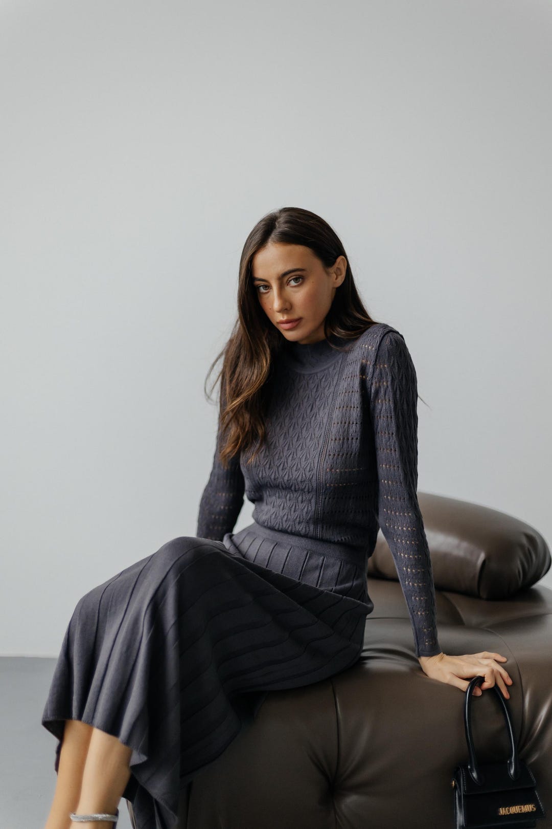 Dark Grey Classic Sweaterdress For Winter Fall Winter Womens Warm