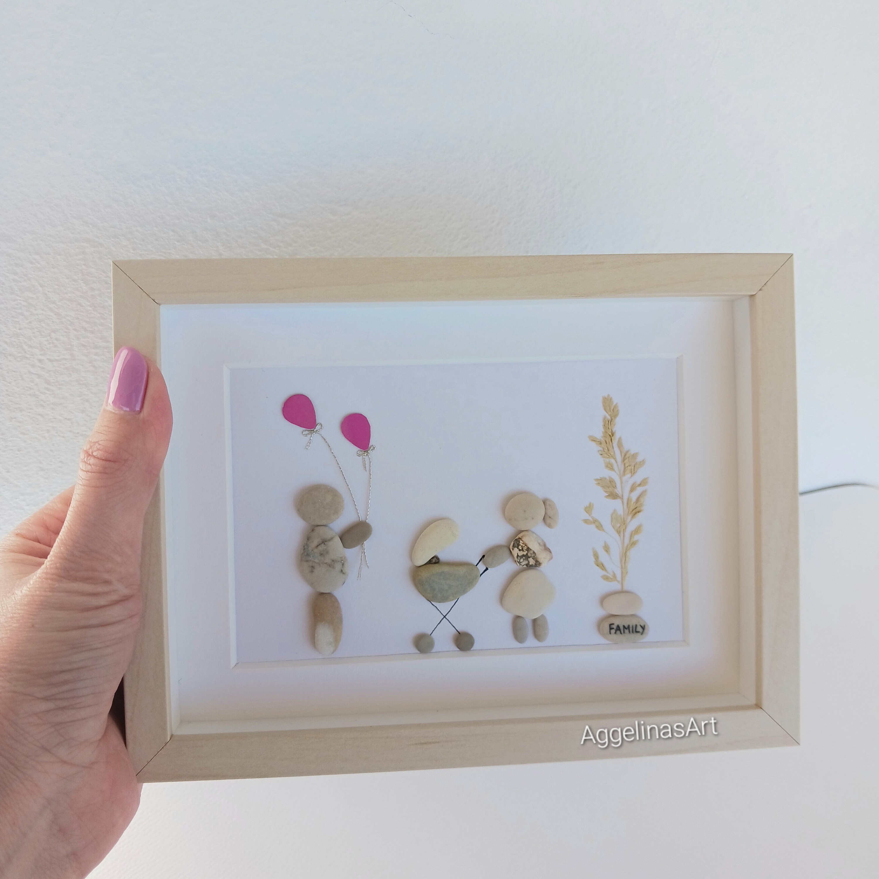 Family Art Frame With Pebbles and Branches. Gift for New Parents. Gift ...