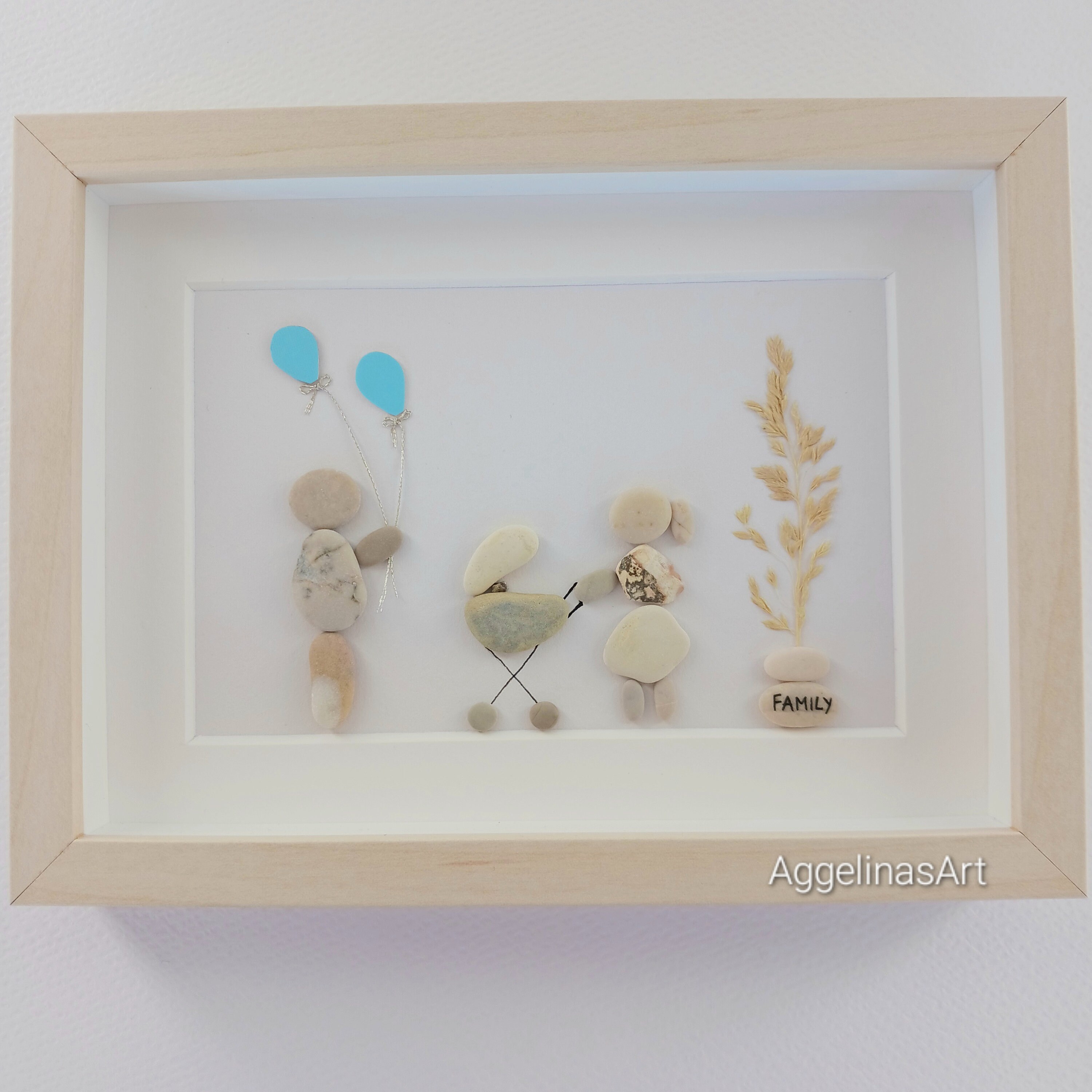 Family Art Frame With Pebbles and Branches. Gift for New Parents. Gift ...