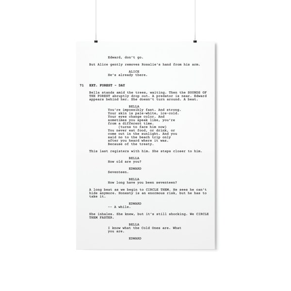 Twilight Movie Scripts Poster - Etsy