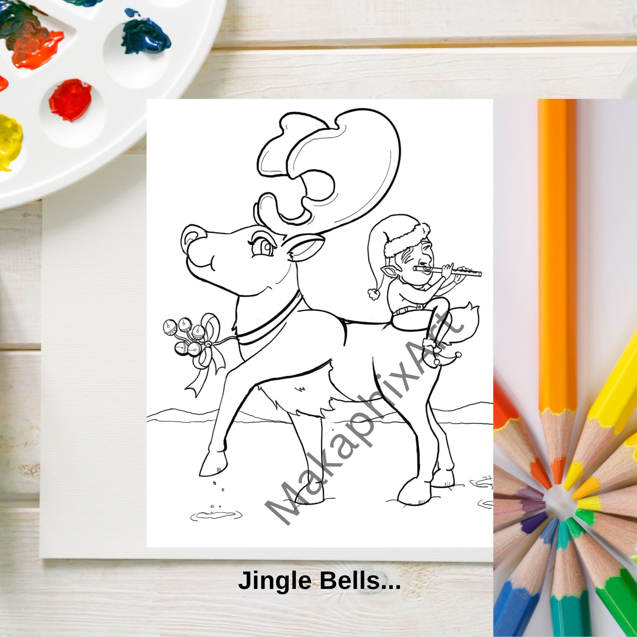 Fun Holiday Art for Coloring | Frosty Sings Play Guitar | Elf Plays ...
