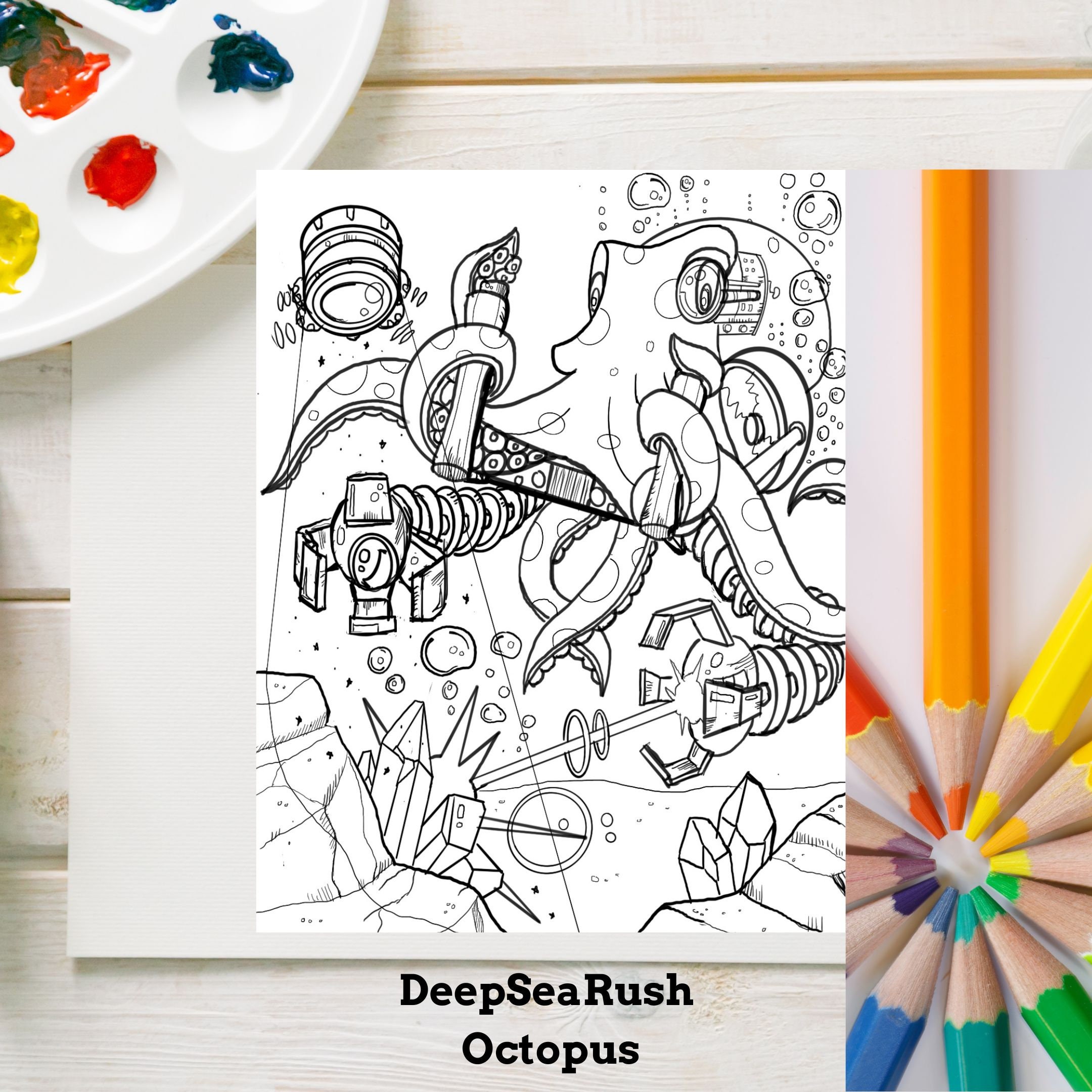 3 Printable Coloring Pages | Color Octopus in Deep Sea | Color ...