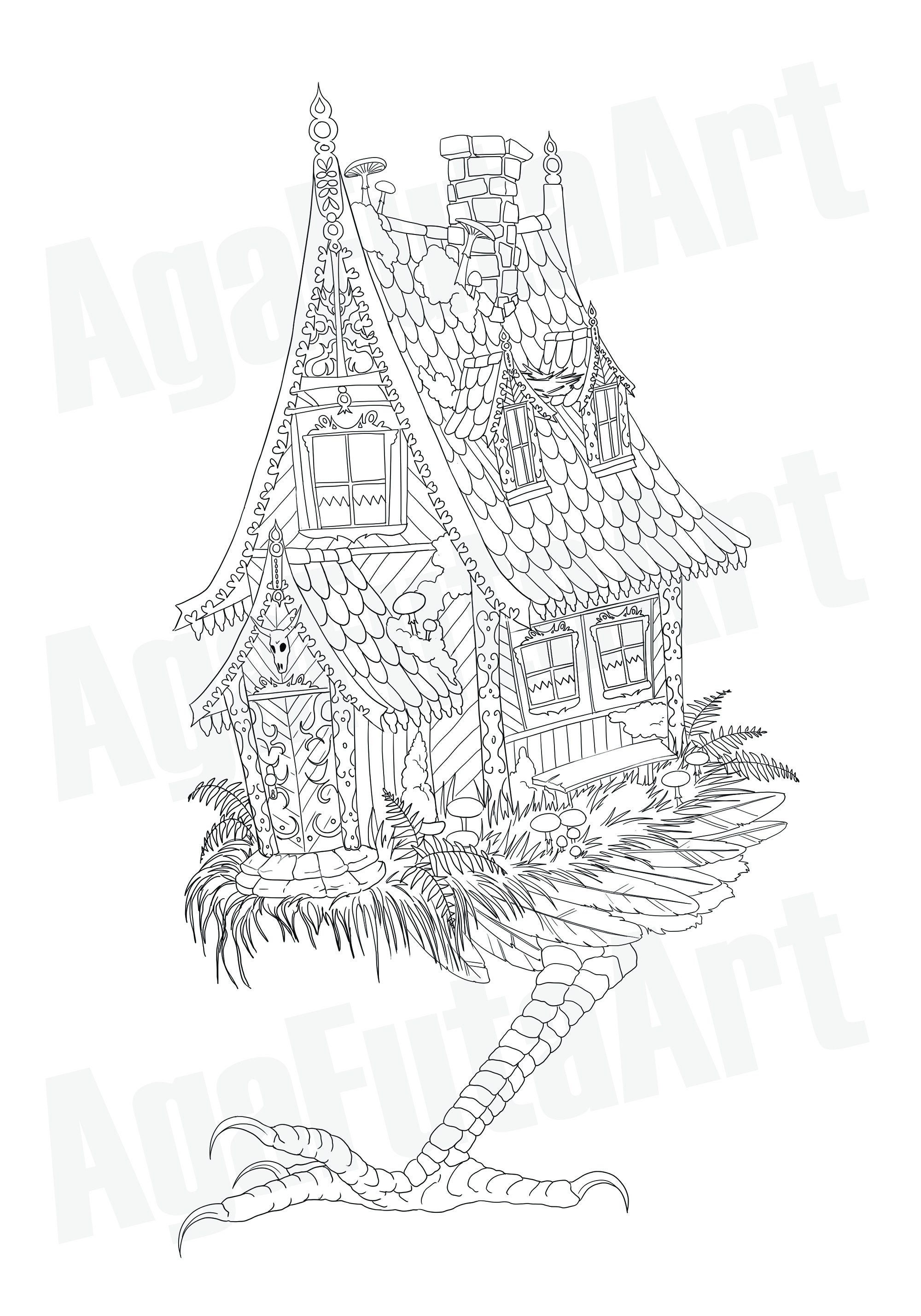 Baba Yaga Coloring Pages - Etsy