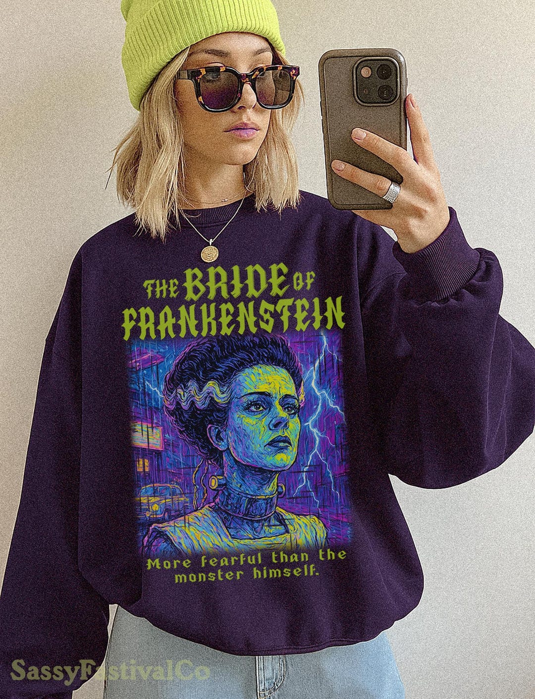 Bride of Frankenstein Comfort Colors Sweatshirt: Vintage Halloween ...