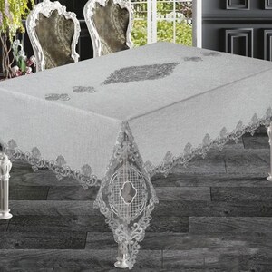 Embroidered Lace Tablecloth, French Square Tablecloth, Kitchen Dining ...