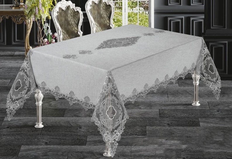 Embroidered Lace Tablecloth, French Square Tablecloth, Kitchen Dining ...