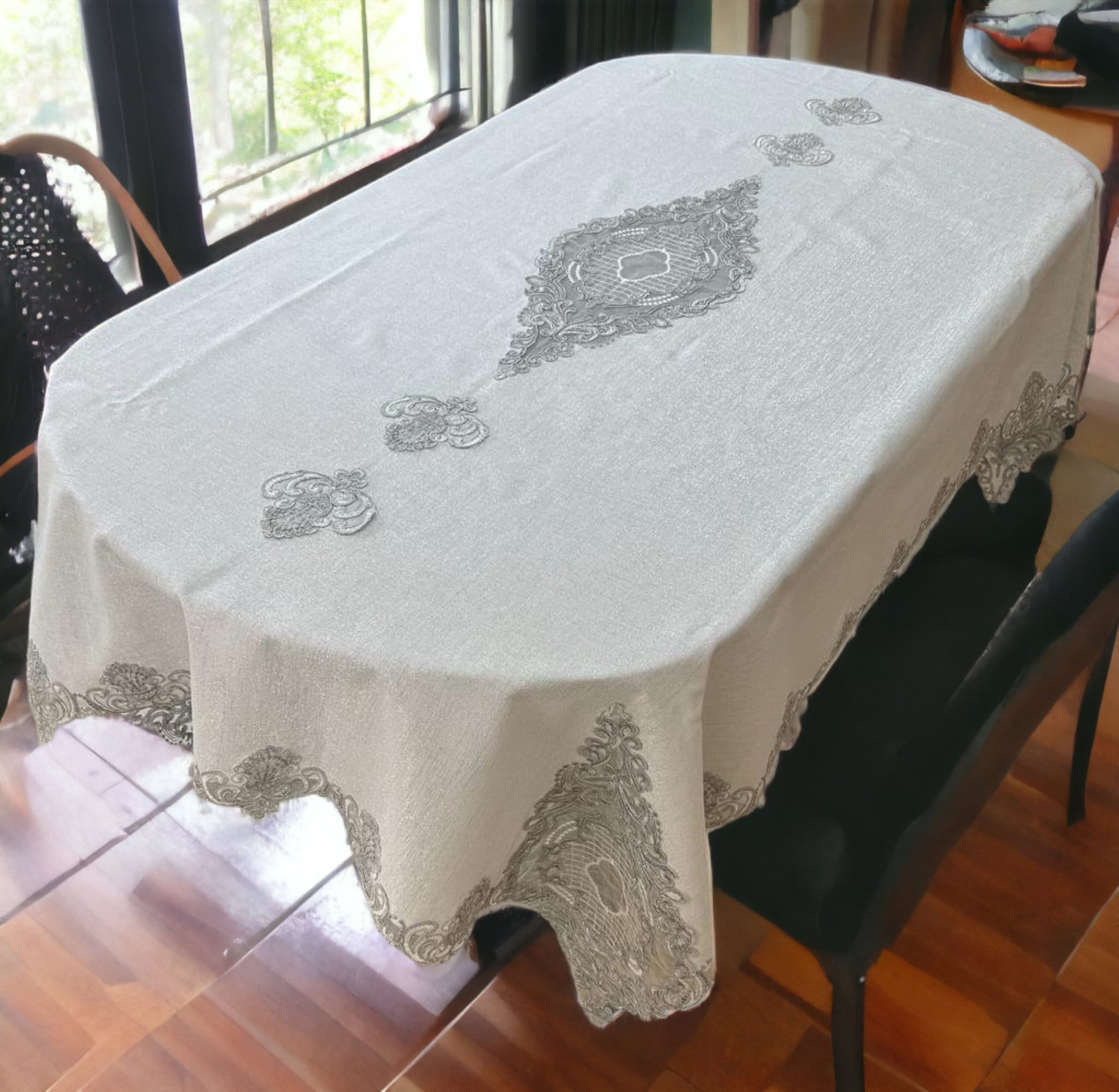 Embroidered Lace Tablecloth, French Square Tablecloth, Kitchen Dining ...