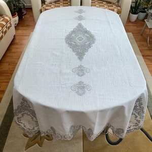 Embroidered Lace Tablecloth, French Square Tablecloth, Kitchen Dining ...