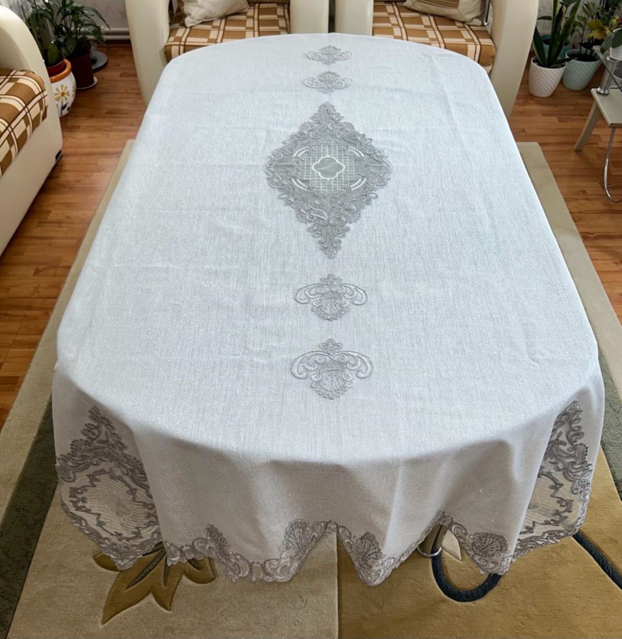 Embroidered Lace Tablecloth, French Square Tablecloth, Kitchen Dining ...
