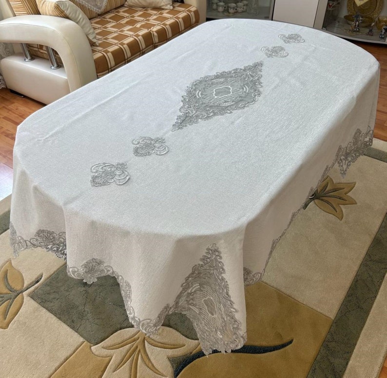Embroidered Lace Tablecloth, French Square Tablecloth, Kitchen Dining ...