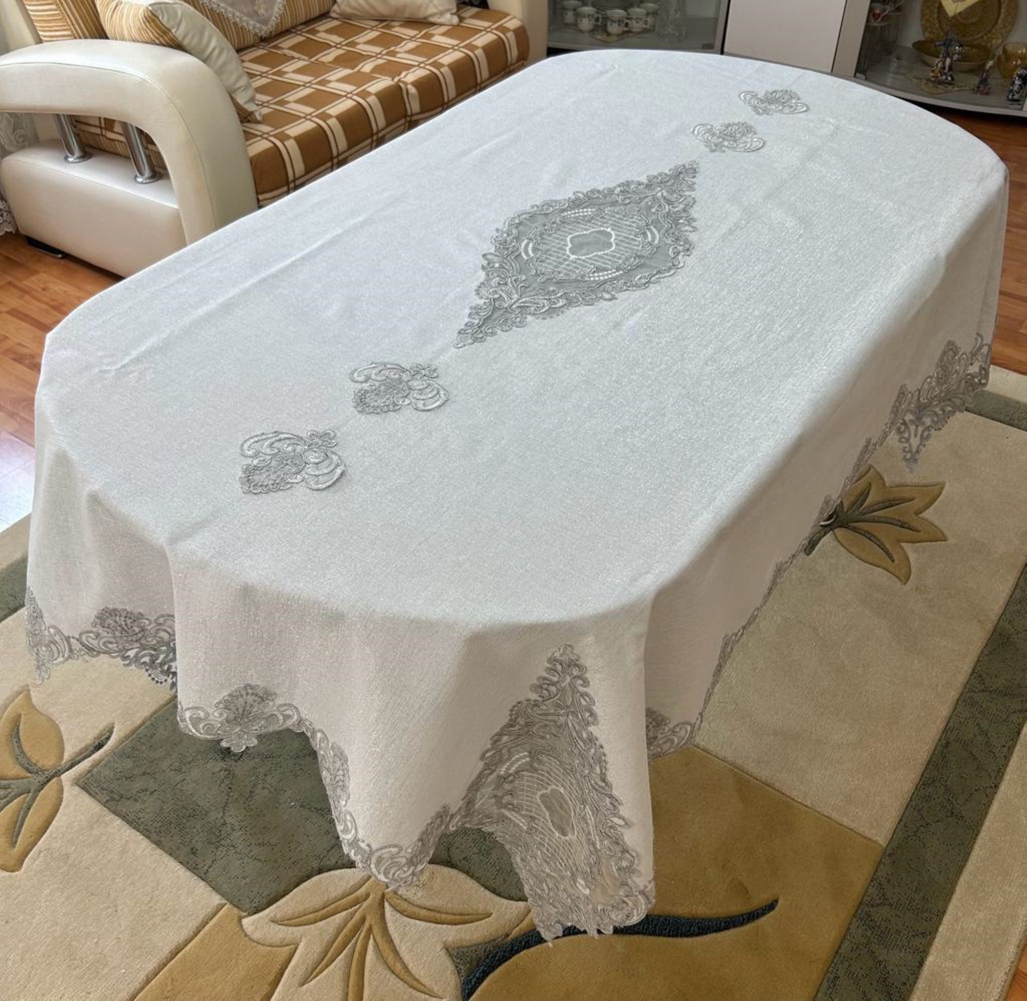 Embroidered Lace Tablecloth, French Square Tablecloth, Kitchen Dining ...