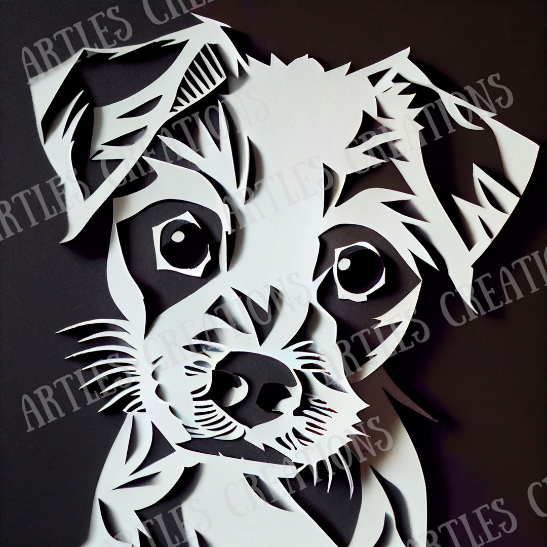 Puppy Paper Cut/black Puppy/white Puppy/puppy Cut Out/cute Puppy/cute ...