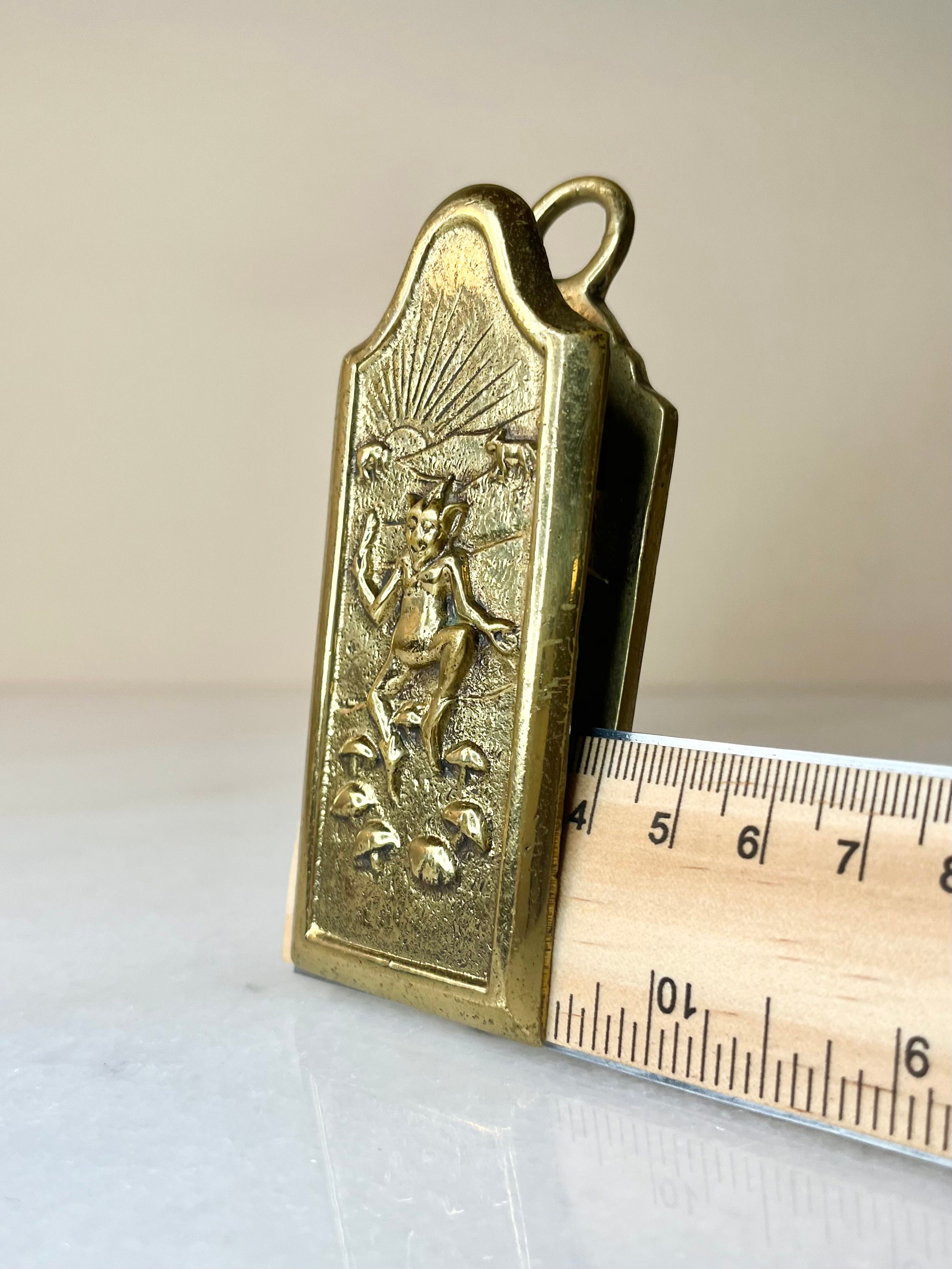 Midcentury Brass Wall Hanging Note Clip Cornish Mythology Pixie Design ...