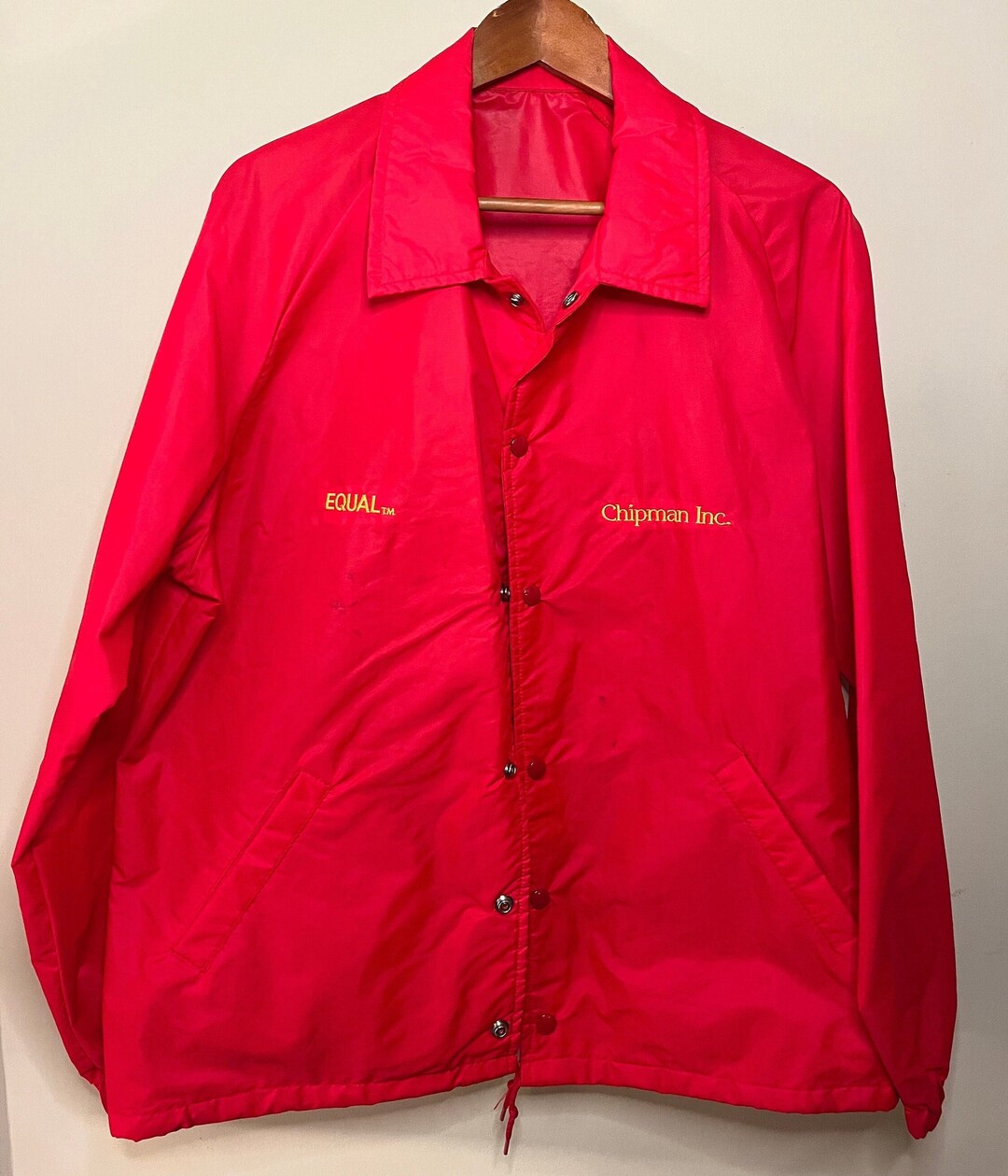 Red Nylon Windbreaker Work Jacket by K-brand, Made in USA Size L-XL - Etsy