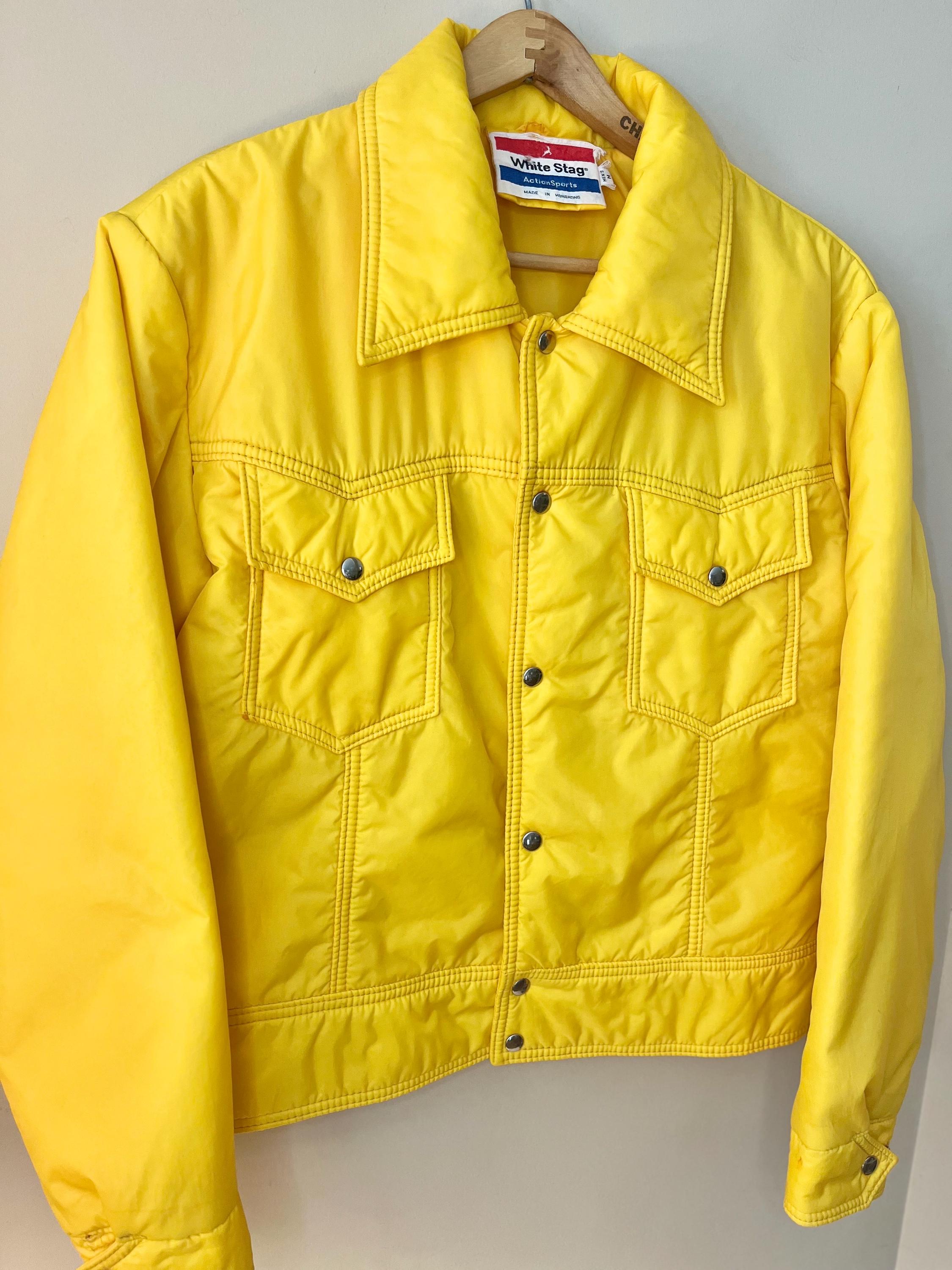 80s Bright Yellow Cropped Puffer Jacket by White Stag Action Sports ...