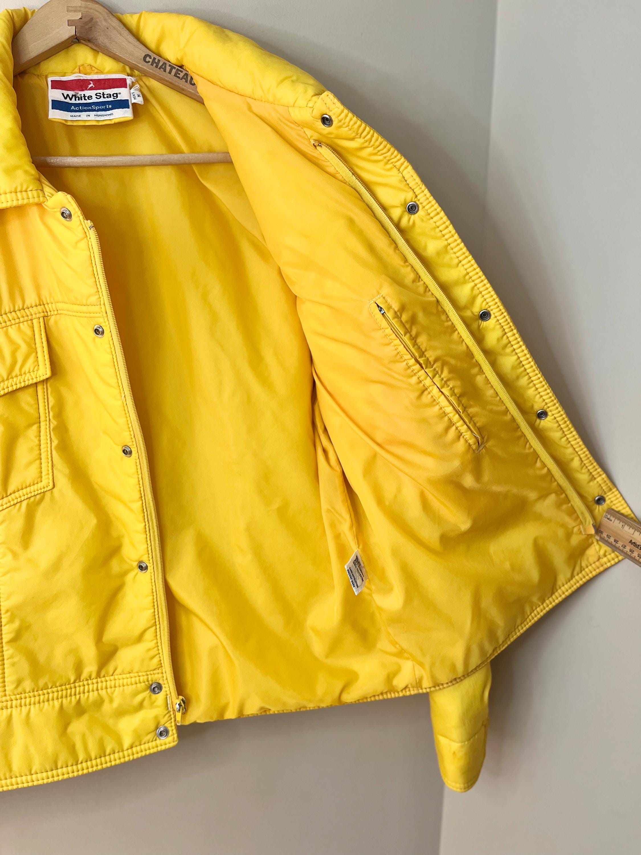 80s Bright Yellow Cropped Puffer Jacket by White Stag Action Sports ...