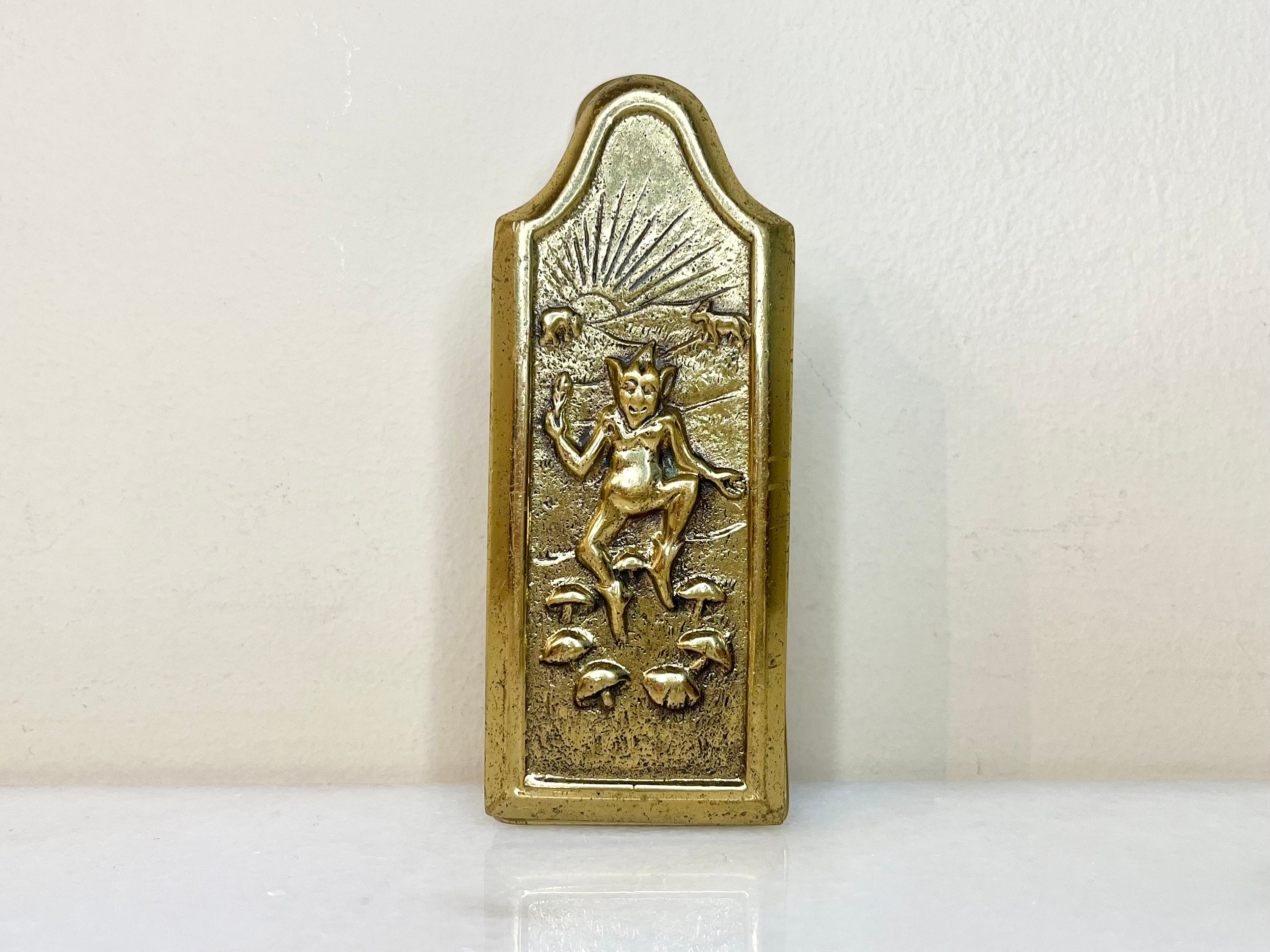 Midcentury Brass Wall Hanging Note Clip Cornish Mythology Pixie Design ...