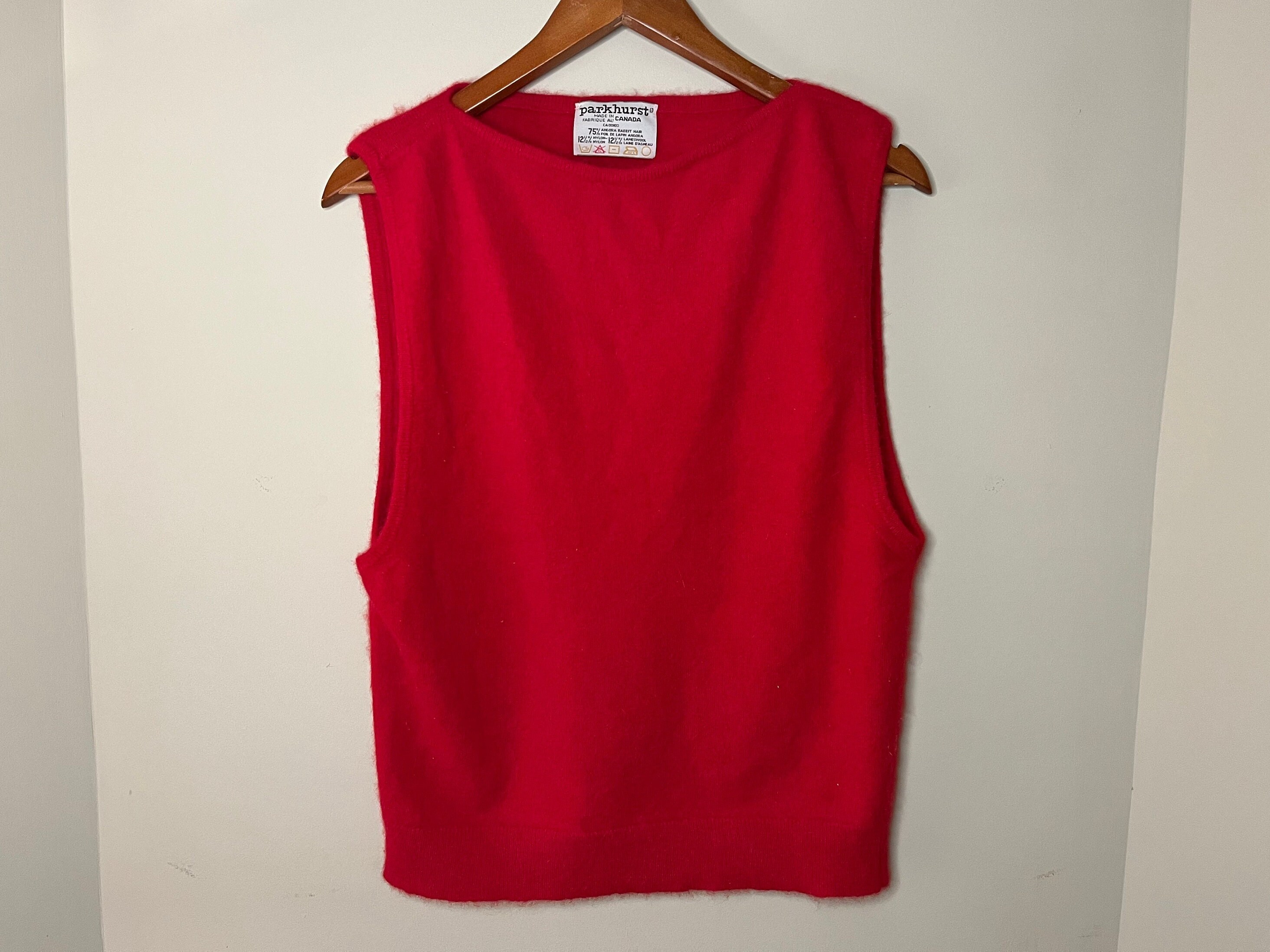 80s Red Angora Lambswool Vest | Parkhurst, Made in Canada, Size S - Etsy