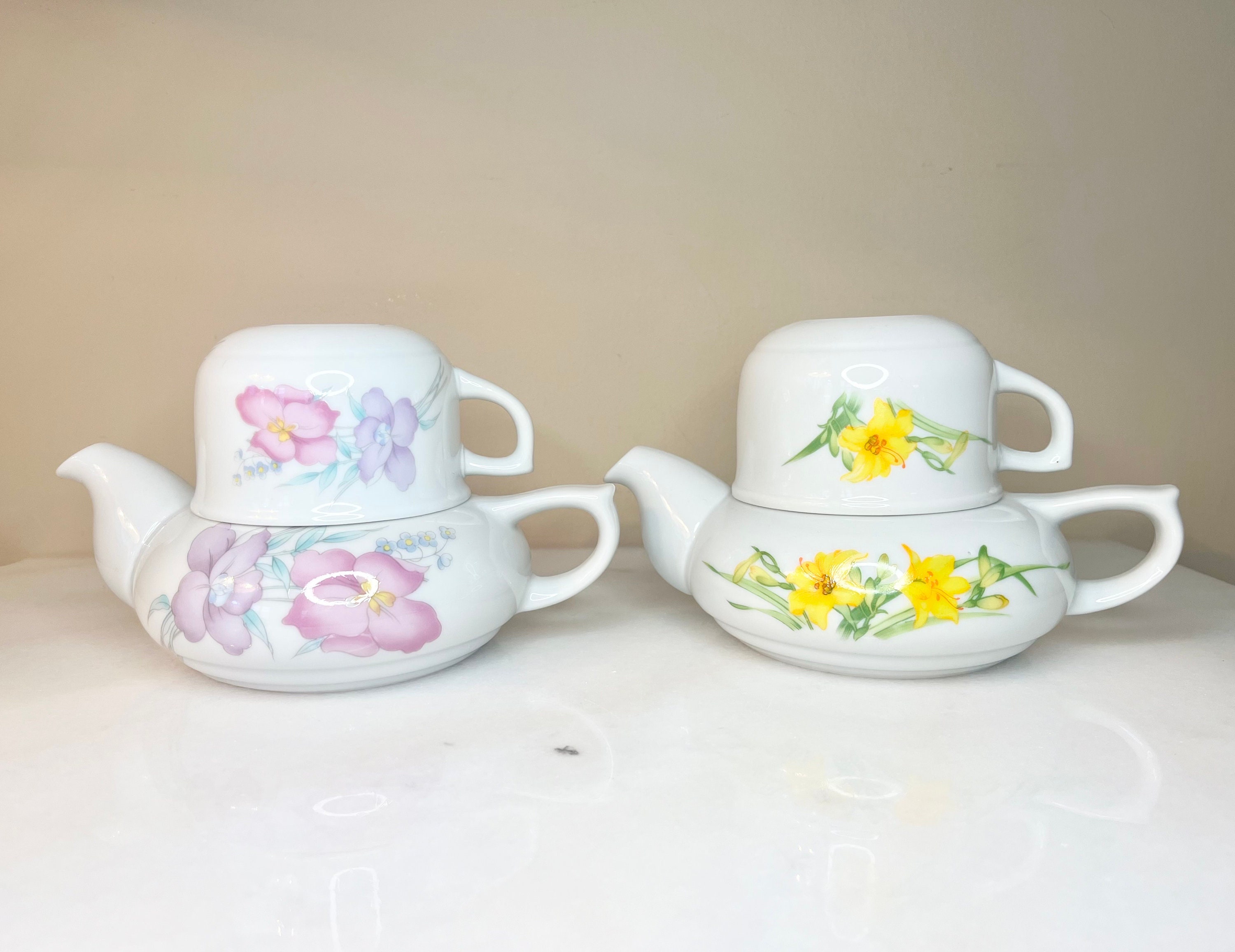 Porcelain 3-piece teapot for One Stackable Set - Etsy