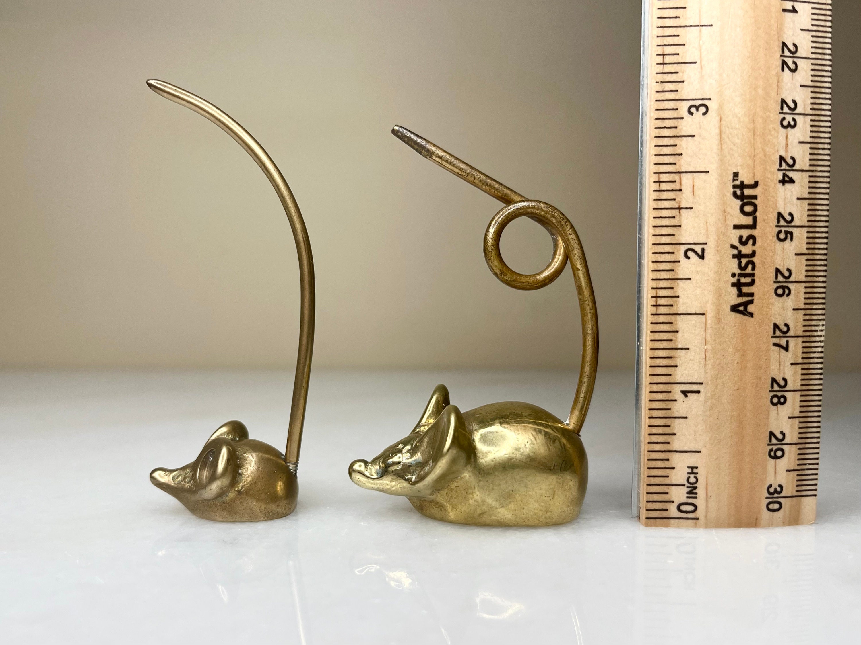 70s Retro Brass Mice Statues Big & Little Pair Made in - Etsy