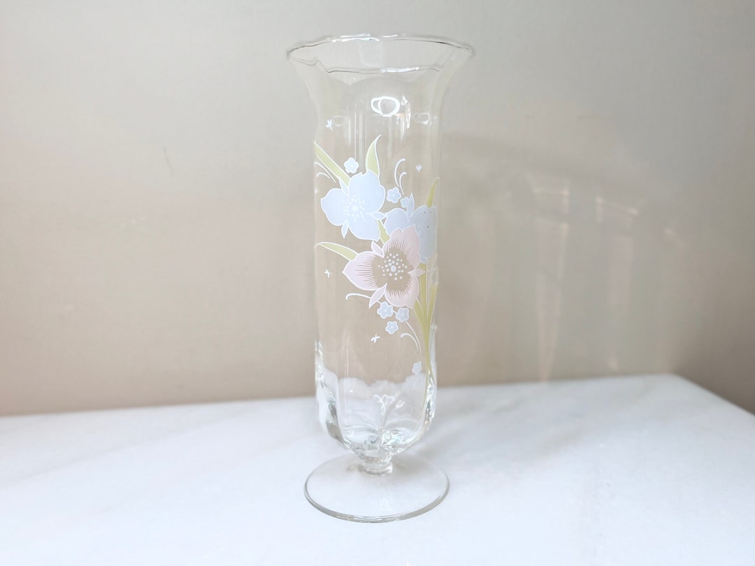 Tall Crystal Flower Vase Dainty Pastel Trilliums Image - Etsy