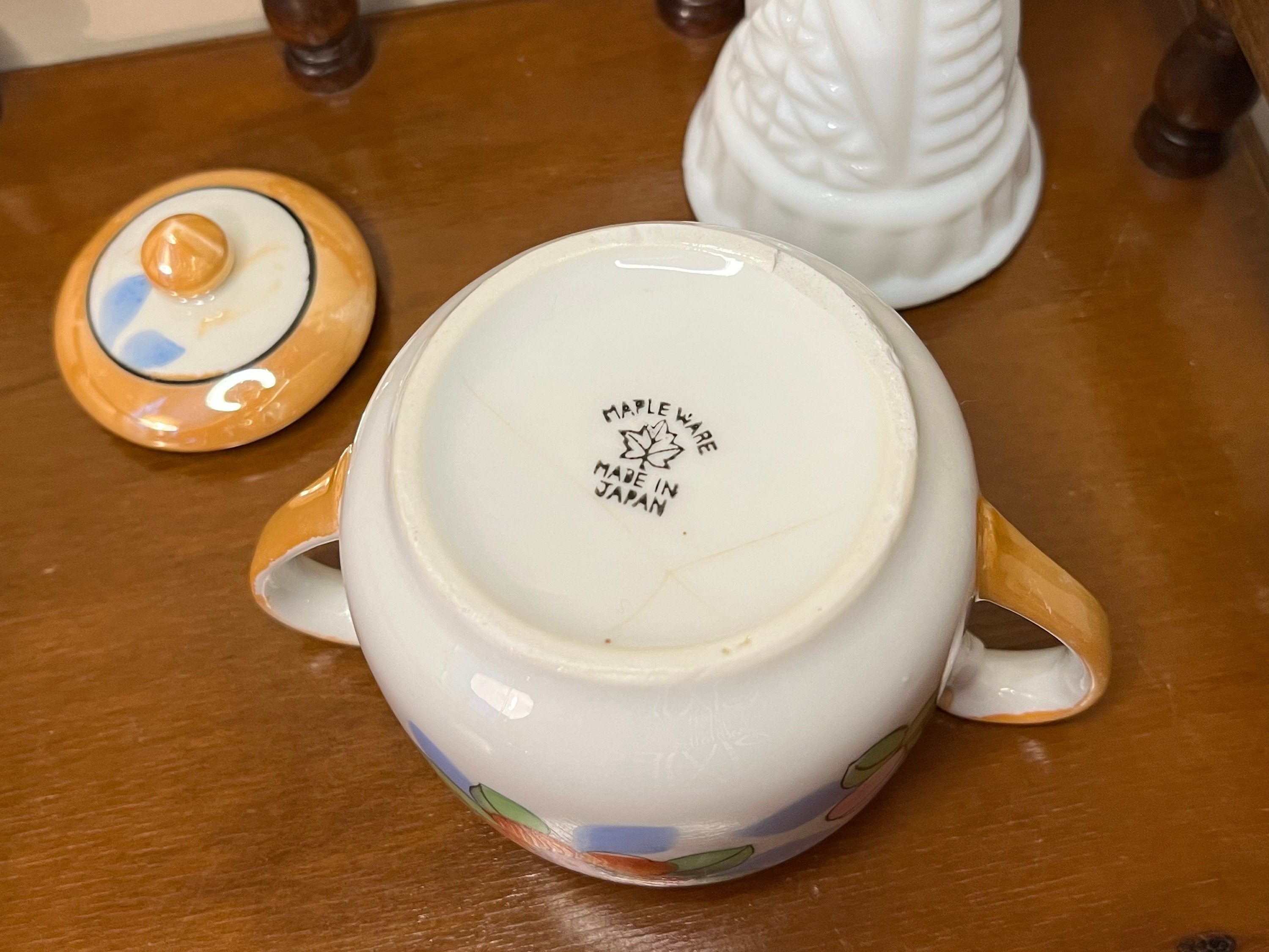 Porcelain Lustreware Sugar Bowl Hand Painted by Maple Ware Made in ...