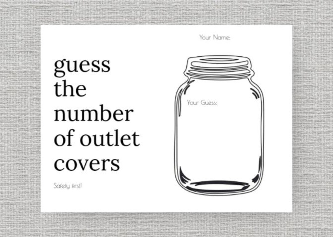 Baby Shower Guessing Game: How Many Outlet Covers? (editable 5x7 Card ...