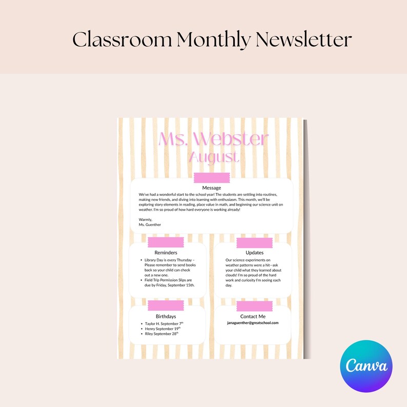 Editable Teacher Newsletter Template Bundle: Back to School, Monthly ...