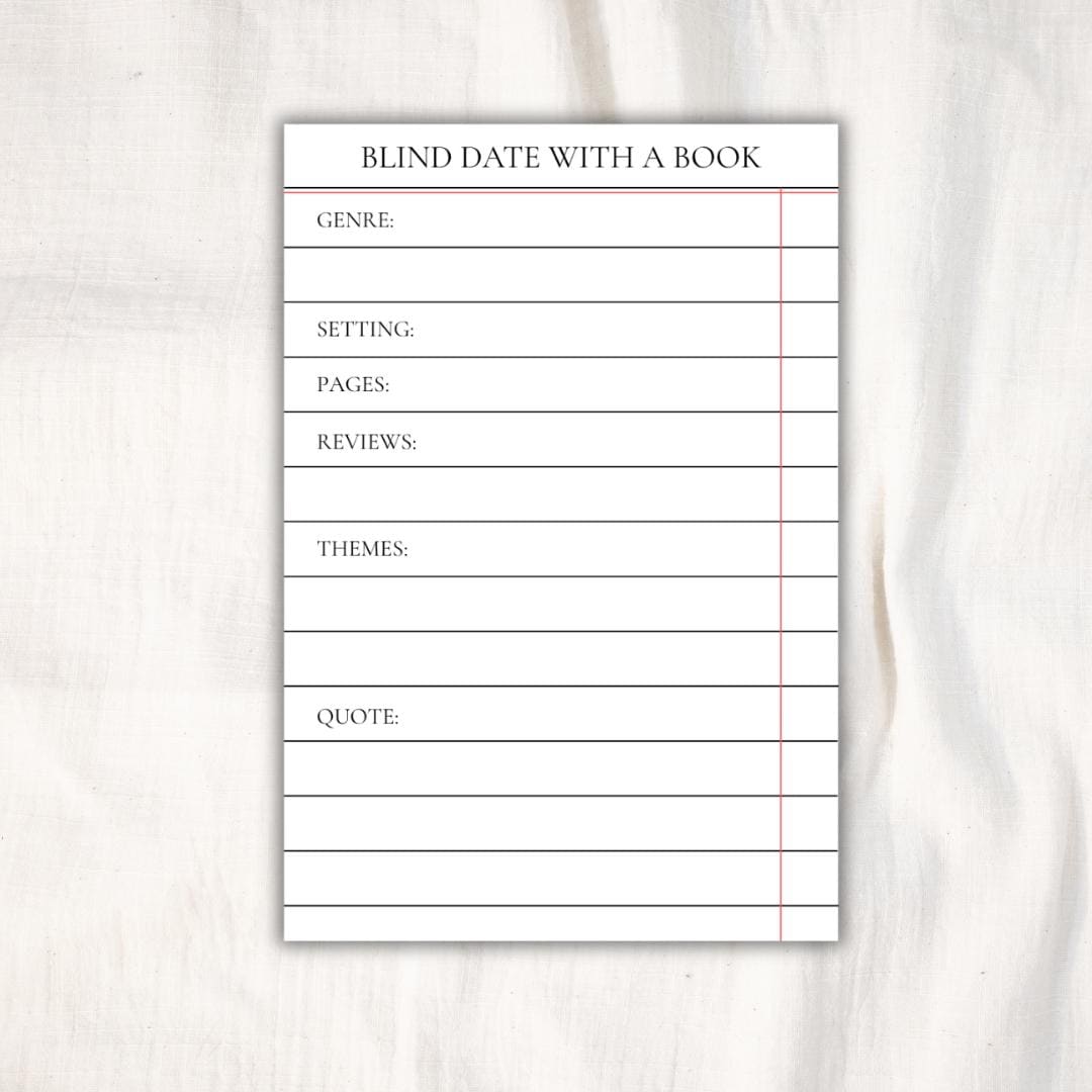 Blind Date With A Book Card: Printable Library Template (PDF Download ...