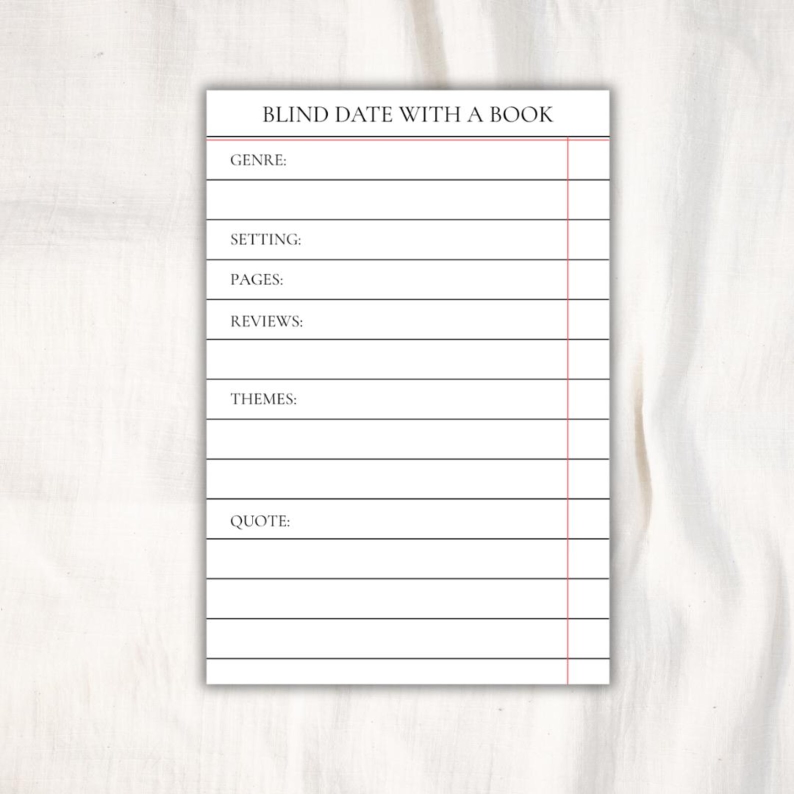 Blind Date With A Book Card: Printable Library Template (PDF Download ...