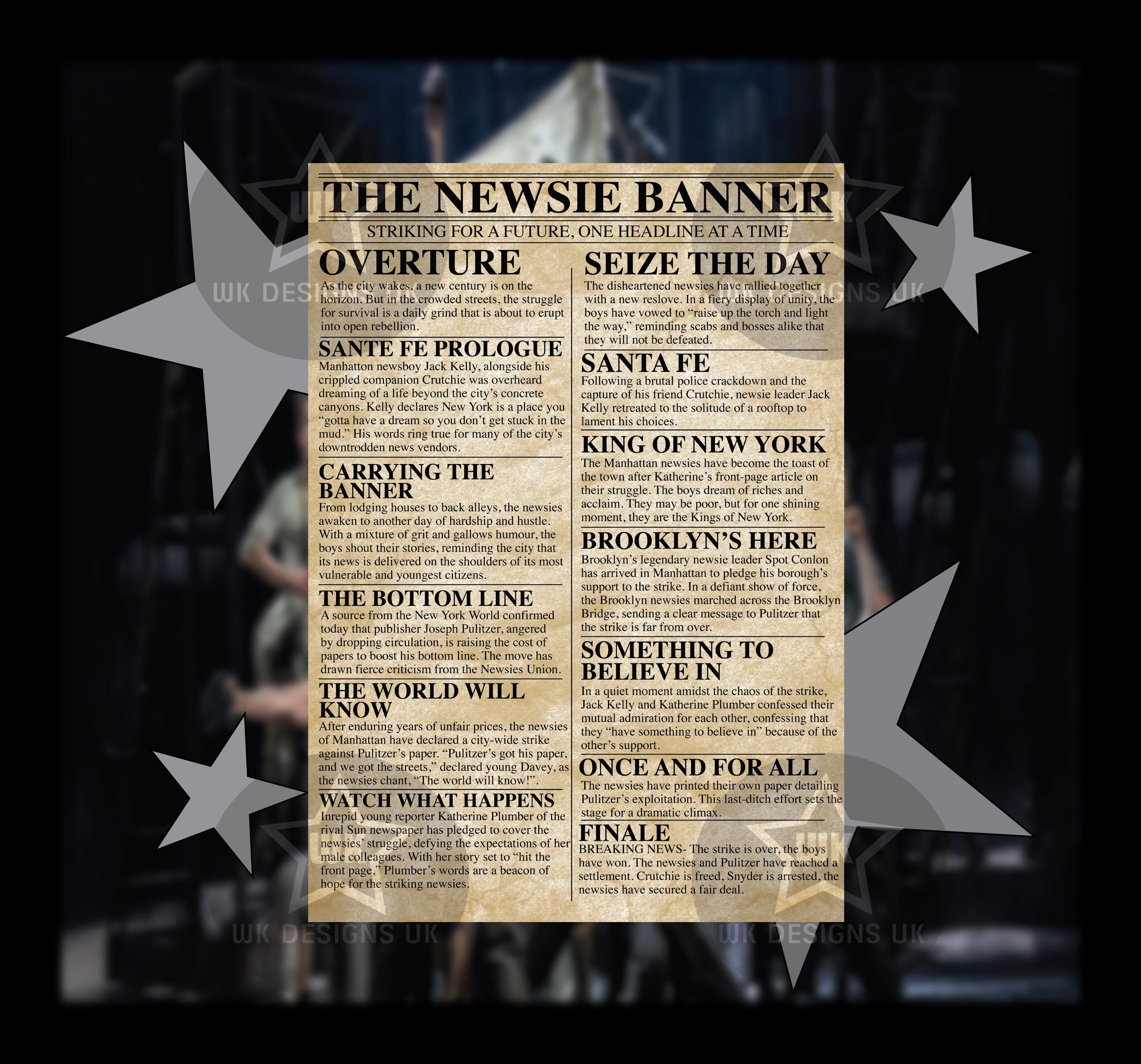 Newsies - Newspaper Style Musical Theatre Poster, West End Wall Art ...