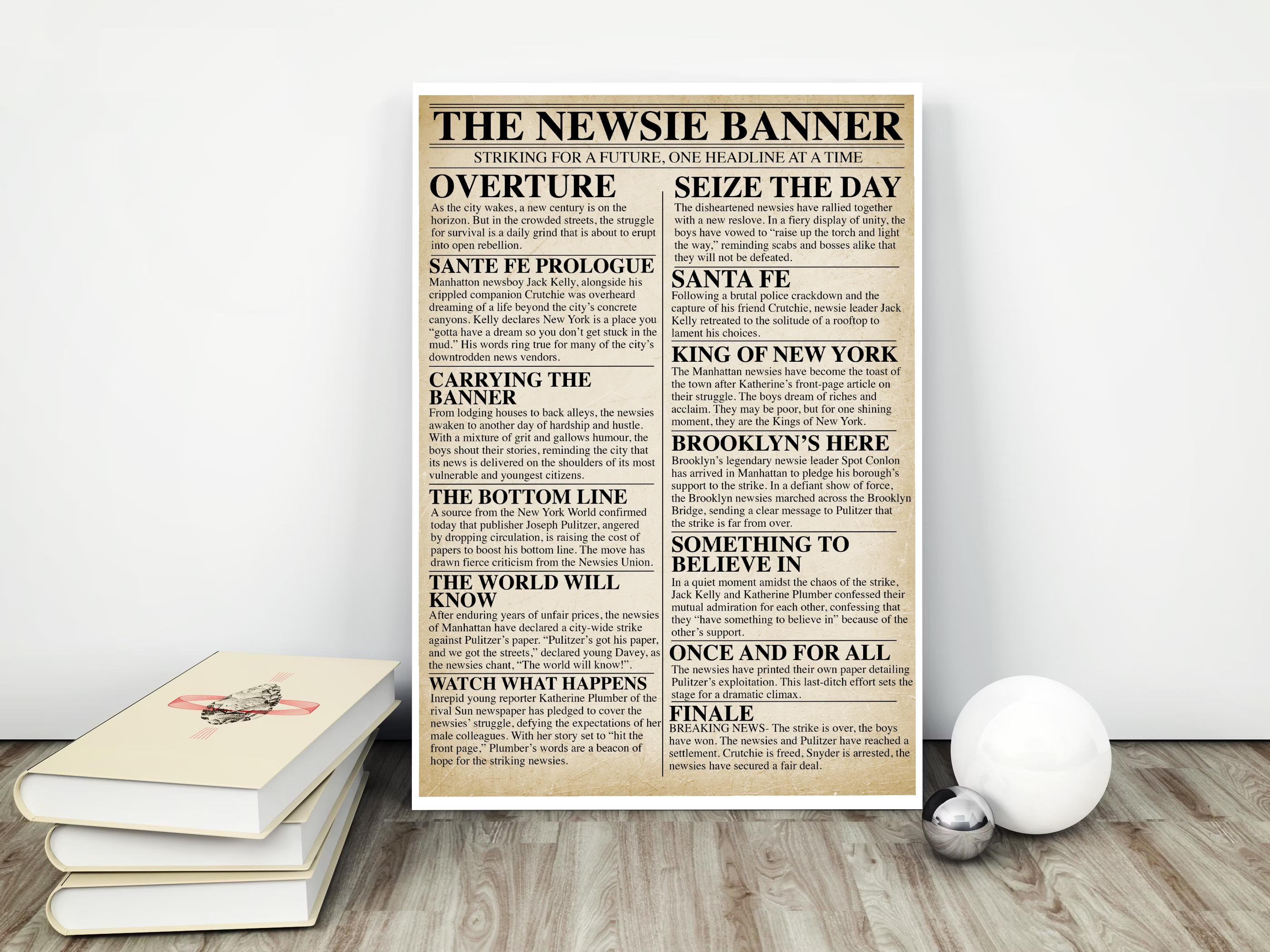 Newsies - Newspaper Style Musical Theatre Poster, West End Wall Art ...